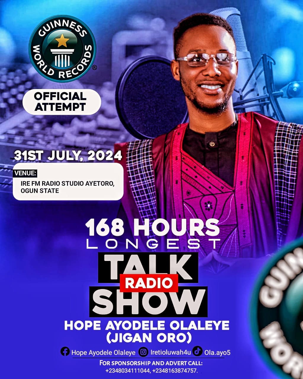 GNI Commends Radio OAP, Hope Olaleye’s Guinness World Record-breaking ...